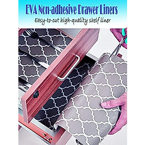 BHCORNER Grey Shelf Liners for Kitchen Cabinets Non Adhesive,17.5" x30ft Cabinet Liners for Shelves ; Non Slip Kitchen Drawer Liners,Waterproof Kitchen Liners for Cabinets and Drawers,Cupboard Liner