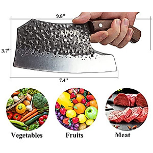 Kitory Forged Vegetable Cleaver Effort Saving Kitchen Hybrid Knife + Black Knife Block Knife Storage for Protecting Knife Blade