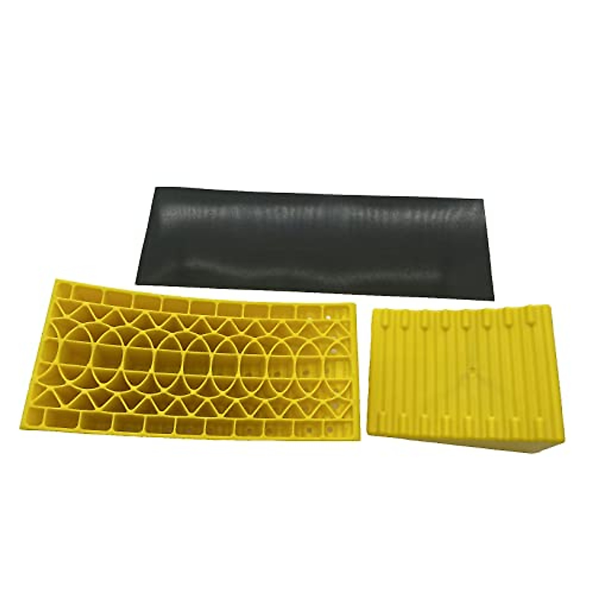 Lirinsegie 2 Pack Camper Levelers Kit RV Leveling Blocks Ramps Accessory Compatible with Travel Trailer Touring Car Caravan Camper Wheel Chocks Up to 35000 LBS (Yellow)