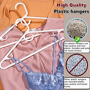 Amber Home 36 Pack Super Heavy Duty Plastic Hangers, White Plastic Hangers Non-Slip for Coat Jacket and Shirt, Non-Slip Pants Bar, Thick Strong Plastic Clothes Hangers with Hook for Scarves and Belts