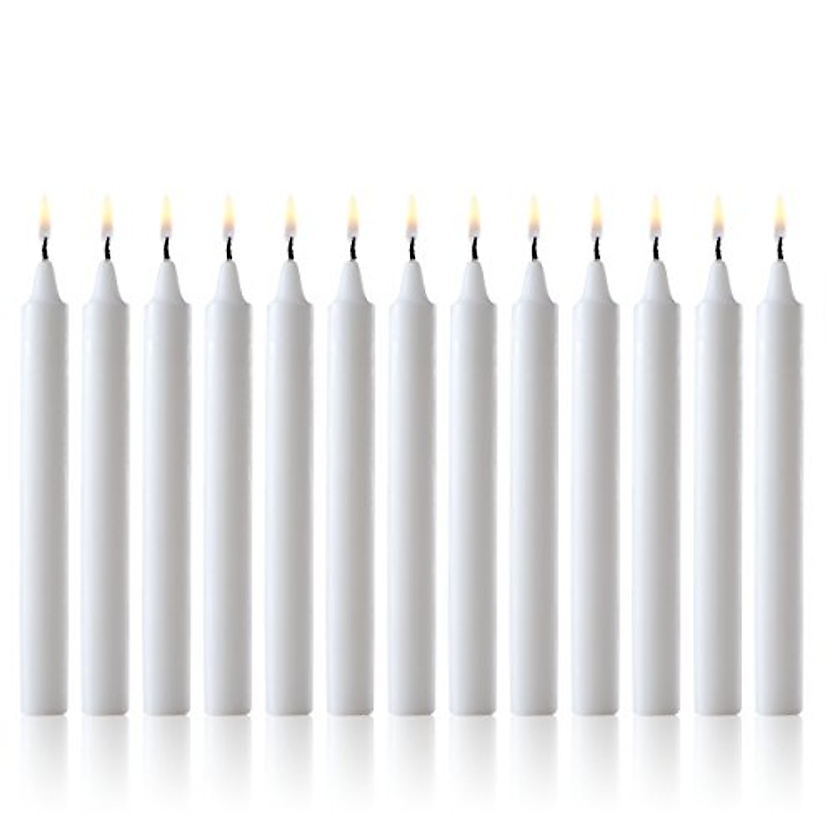White Taper Candles - Set of 120 Dripless Chime Candles - 4 inch Tall, 1/2 inch Thick - 1.5 Hour Clean Burning