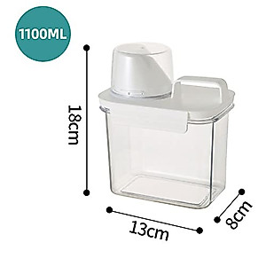 Generic Airtight Laundry Detergent Dispenser with Measuring Cup, Clear Laundry Powder Detergent Storage Box, Washing Powder Container Storage Bucket Plastic Detergent Box Laundry Room Organization,1100ML