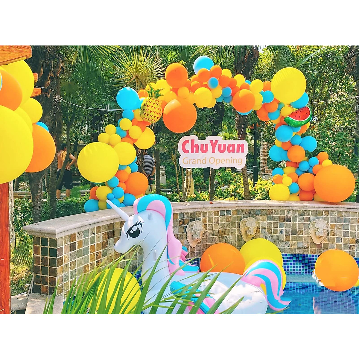 DIY Party Balloon Garland Kit,129 Pcs Yellow Orange and Blue Balloon Arch Kit for Wedding Birthday Graduation Anniversary Bachelorette Party Baby Shower Party Background Decorations