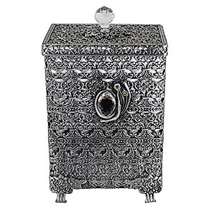 SEHAMANO Antique Rectangular Wastebasket, Vintage Decorative Small Trash Can, Classic Garbage Container Bin for Vanity, Bedroom, Kitchen, Powder Rooms, Home Office Rubbish Bin (Tin (Matt Gray))