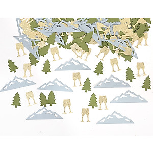 Camping Bachelorette Party Decorations - Mountain Bachelorette Party Confetti,Camp Table Glitter Confetti,Forest Hiking Bridal Shower Decorations,Last Trail Before The Veil Confetti
