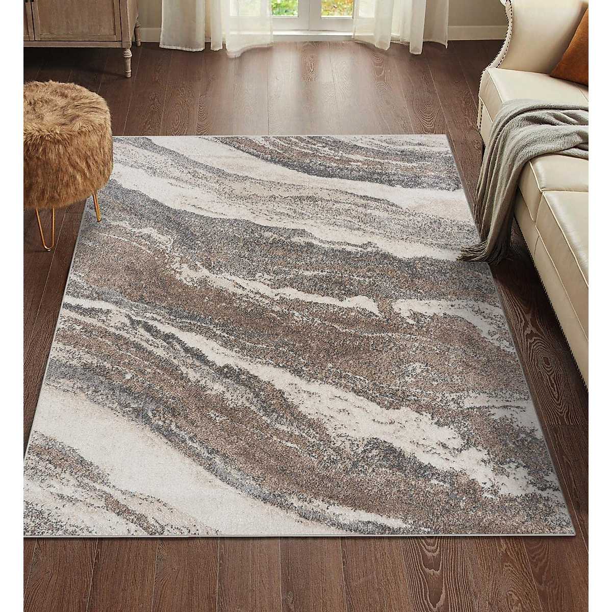 LUXE WEAVERS Lagos Collection 7983 Grey 8x10 Art Deco Area Rug