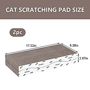 Cat Scratcher 2 PCS Pad, Cardboard with Premium Reversible Scratch Textures Design Wide Durable Scratching Pad