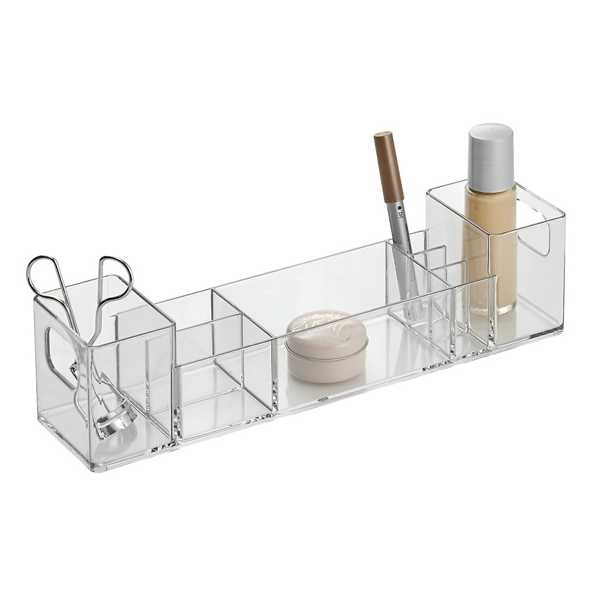 iDesign Clarity 12" Bathroom Vanity Countertop Multi Level Organizer for Cosmetics, Makeup, Vitamins, Medicine - Clear