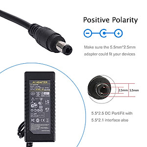 36V 2A Power Supply, COOLM 36V 72W Power Adapter AC 100-240V to DC 72W Transformers Interface 5.5x2.5mm