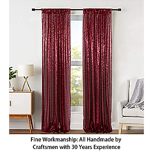 Sequin Curtains 2 Panels Burgundy 2FTx8FT Sequin Photo Backdrop Burgundy Sequin Backdrop Curtain Pack of 2-190222E