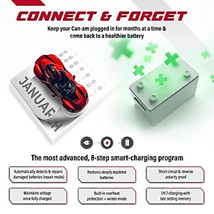 JMR Battery Charger for Can-am Spyder Maverick Defender Commander Ryker Outlander Renegade All Models Trickle Charger Conditioner Maintainer (No Lithium Mode)