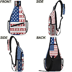 FZDXZJJ USA Flag Paw Print Crossbody Sling Backpack Sling Bag American Flag Small Chest Bag for Women Men Outdoor Shoulder Bag Travel Hiking Daypack for Sports Running Cycling Walking