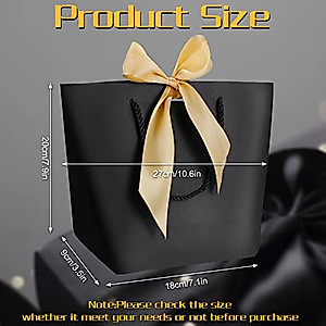 36 Pack Black Gift Bags with Handles Wedding Party Favor Paper Bags Bulk with Bow Ribbons 10.6 x 7.9 x 3.5 Inch Welcome Bags for Guests Birthday Holiday Bridesmaid Celebration