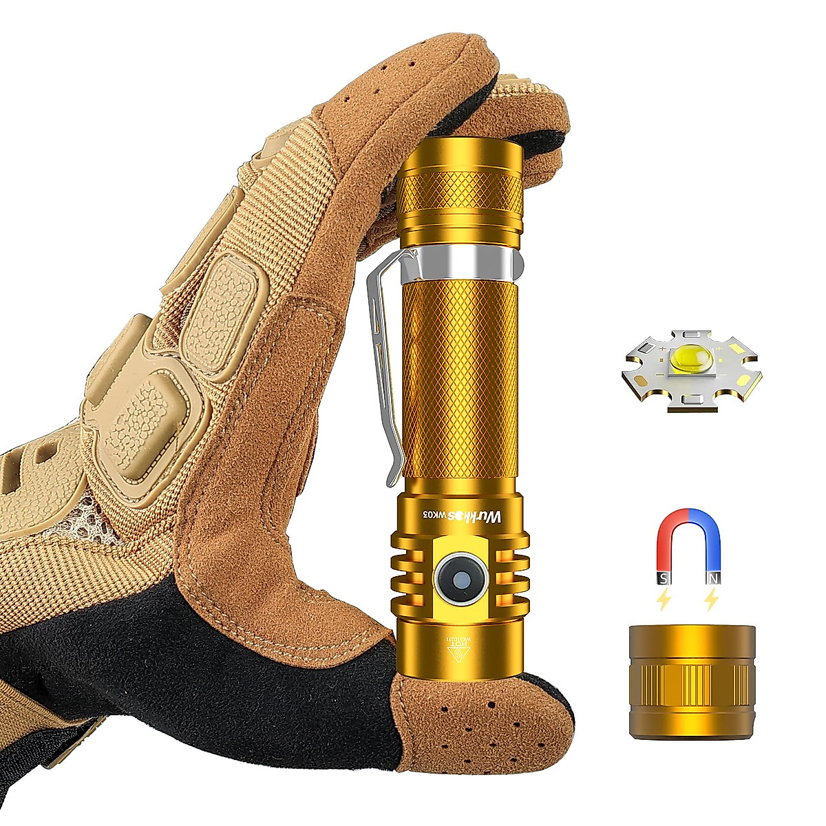 Wurkkos WK03 Pocket Flashlight Rechargeable, 1200 High Lumens Super Bright LED Flashlight with 6 Modes, High CRI 519A LED, IP68 Waterproof, Small Powerful Flashlight for Home, Emergency, Camping