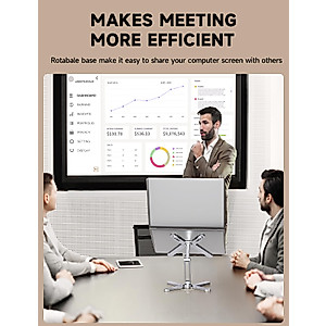 MCHOSE Laptop Stand with 360 Rotating Base,Foldable Laptop Riser for Desk, Compatible with Air, Pro, Dell, HP, Lenovo More 10-15.6" -Silver