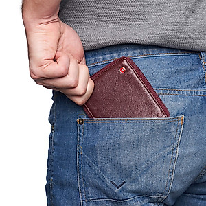 Alpine Swiss Logan Zipper Bifold Wallet For Men or Women RFID Safe Comes in a Gift Box Burgundy