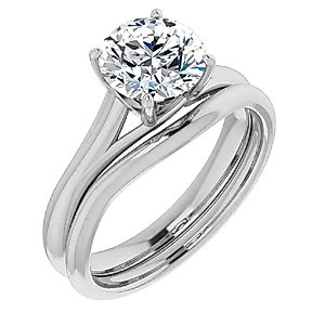 10K/14K/18K Solid White Gold Handmade Engagement Ring 1.0 CT Round Cut Moissanite Diamond Solitaire Wedding/Bridal Rings Set for Womens/Her Proposes Gifts