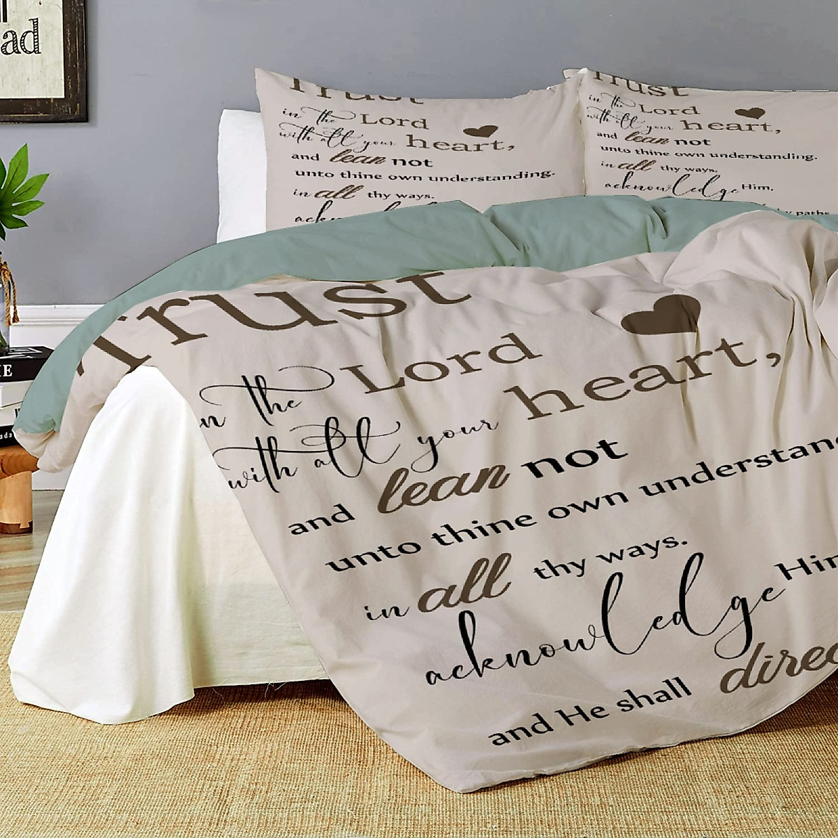 Darani Bible Verse Inspirational Prayers Religious Christian Gift Duvet Cover Queen 90 x 90 in Ultra Soft Washed Microfiber Comforter Cover Sets 3 Pieces (1 Duvet Cover + 2 Pillow Shams)