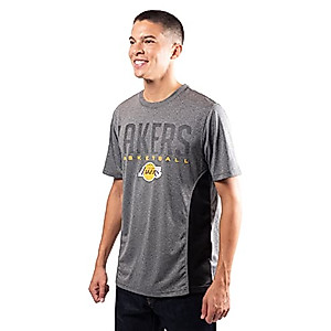 Ultra Game NBA Los Angeles Lakers Mens Active Tee Shirt, Charcoal Heather, Large