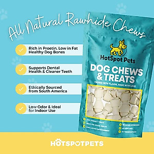 hotspot pets 5 Pack - 8-9 Inch Large Rawhide Dog Chew Bones - Made from Grass Fed Brazilian - Great for Dental & Oral Care for Aggressive Chewers Large Dogs (5 Pack)