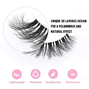 KSYOO False Eyelashes Cat Eye Lashes Wispy Lashes Clear Band V1 Russian Strip Lashes That Look Like Extensions D Curl Cat Eye Lashes Natural Look Faux Mink 3D Fluffy Russian Strip Eyelashes