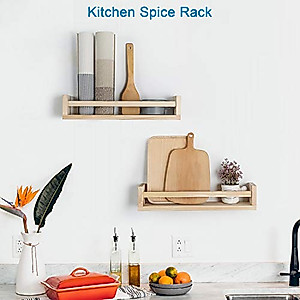 Wood Nursery Book Shelves Set of 2, Floating Bookshelf for Kids Room, Floating Nursery Shelves for Baby Nursery Decor (Natural Wood)