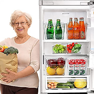 Set of 6 Refrigerator Organizers Bins - Clear Plastic Storage Bins Pantry Bins with Handles, for Freezers/Kitchen Countertops/Cabinets(4 Large and 2 Medium) (6)