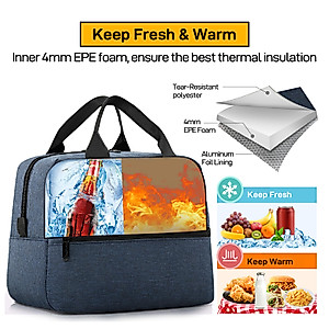 HOMESPON Insulated Lunch Bag for Women Men Lunch Box Cooler Lunch Tote for Work Picnic (Navy)