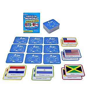 Menique, Flags of The Americas, Memory Matching Game in Spanish, for Kids and Adults, 70 Tiles. Juego de Memoria de Banderas de America