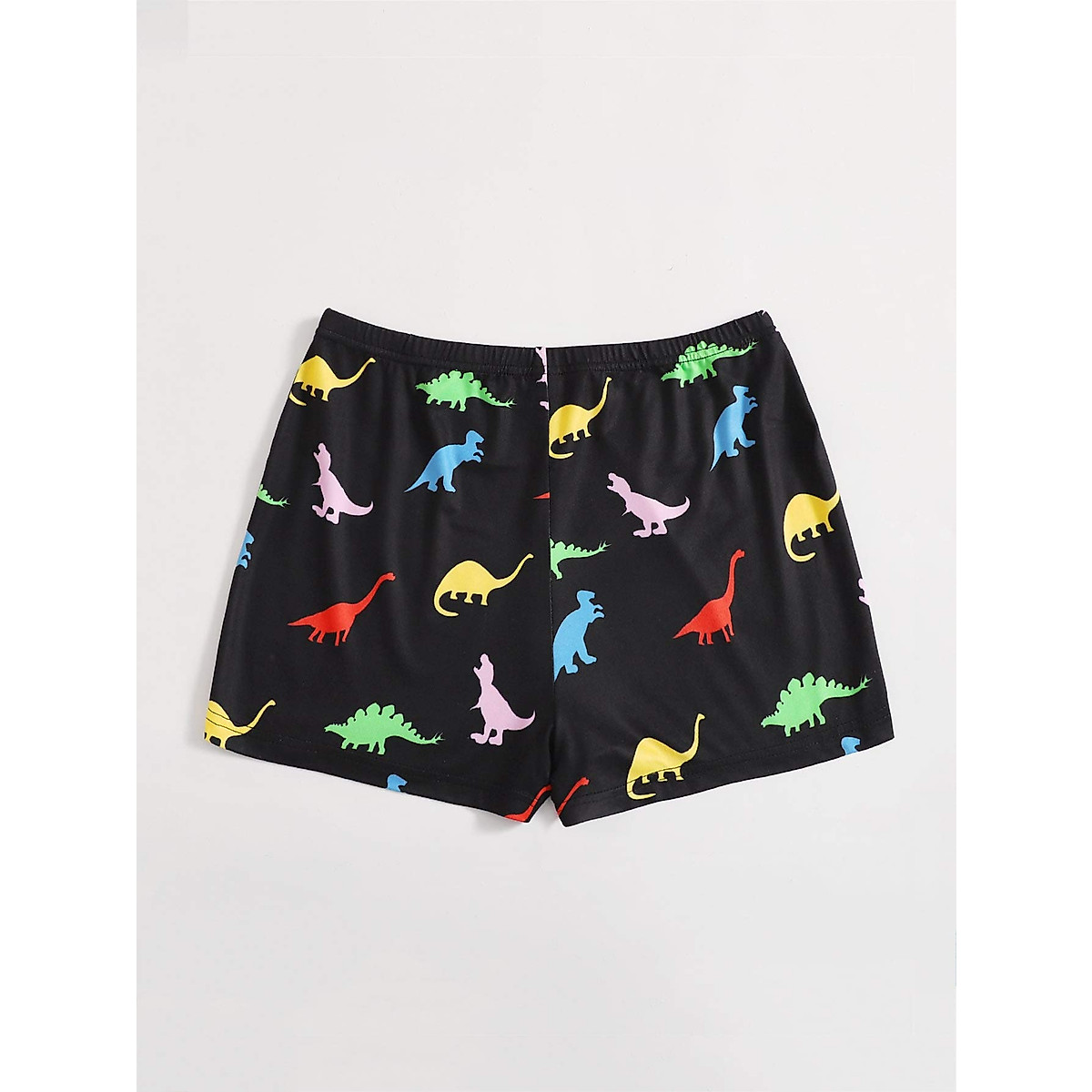 Floerns Women's Summer Dinosaur Print Elastic Waist Workout Running Shorts Black S