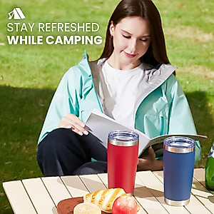 MEWAY 20oz Tumbler Cup Double Wall Vacuum Insulated Travel Mug Bulk, Stainless Steel Tumblers with Lid and Straw, Durable Powder Coated Coffee Cups for Cold & Hot Drinks (Navy, 1)