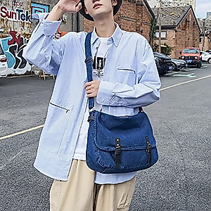 JQWYGB Denim Purses and Handbags for Women - Casual Denim Tote Bag Blue Jean Purse Denim Shoulder Crossbody Bag (Dark Blue)