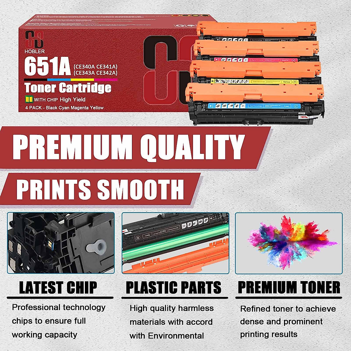 Replacement 651A Toner Cartridges Compatible for HP CE340A CE341A CE343A CE342A Toner Cartridge Work for HP Laserjet Enterprise 700 Color M775dn M775f M775z Printers 1 Magenta Pack