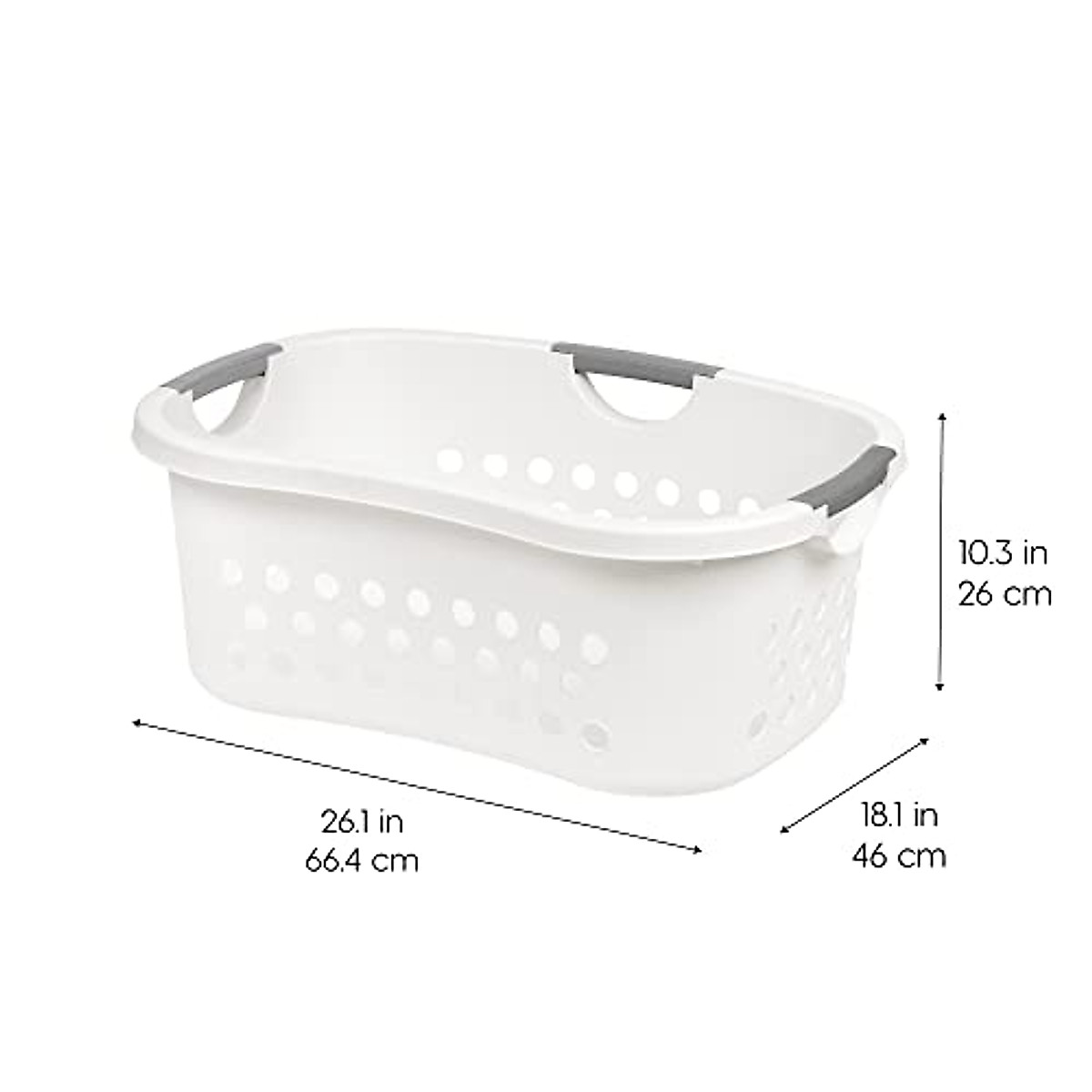 IRIS USA 50L Plastic Hip Hold Laundry Basket Hamper Organizer with Built-In Comfort Carry Handles, 1.4 Bushel, for Closet, Dorm, Laundry Room, Bedroom, Nestable, Ventilation Hole, Large, White