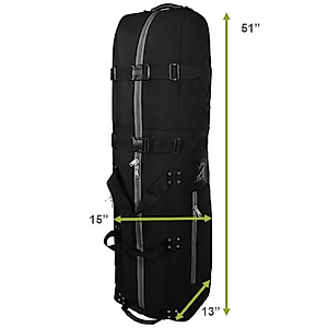 CaddyDaddy New First Class Premium Padded Golf Club Travel Cover with Wheels - Heavy Duty Golf Travel Bag for Airlines (Black), Black, L