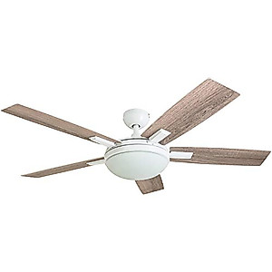 Prominence Home Emporia, 52 Inch Contemporary Indoor LED Ceiling Fan with Light, Remote Control, Dual Mounting Options, Dual Finish Blades, Reversible Motor - 51021-01 (Bright White)