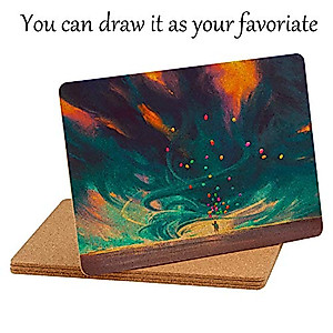 Cork Coasters Square Cork Large Coasters Pads Backing Sheets for Kitchen Restaurant Home Bar Cafe Wedding Supplies (11 x 8 Inch, 4 Pieces)