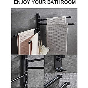 Nevup Swivel Towel Bar Rustproof Wall Mount Bathroom Swing Out Towel Shelf Self Adhesive with Glue or Wall Mount with Screws Folding Arm Hand Towel Rack