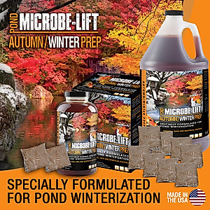 MICROBE-LIFT AUTPREP Autumn and Winter Prep Seasonal Conditioner for Ponds and Outdoor Water Gardens, Safe for Live Koi Fish, Plants, and Decor, 32 Ounce Liquid and 4 2-Ounce Packets