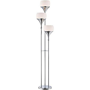 Lite Source 3-LITE Floor LAMP, Polished C/FRO Glass Shade, E27 A 60Wx3 LS-82225