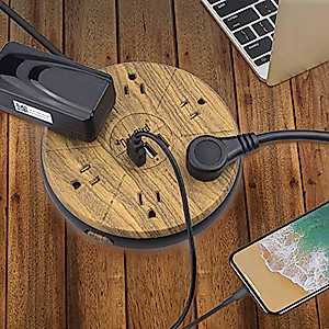 Power Strip Surge Protector 6 AC outlets with 3 USB Ports Charging Station Long Extension Cord Right Angle Flat Plug Widely Spaced Multi Outlets Circuit Breaker Safeguard for Home,Office, Dorm Room