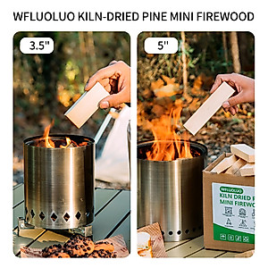 WFLUOLUO Mini Firewood with Fire Starters&Gloves 5'' Lengths Pine Kiln Dried Fire wood Great for Solo Stove Mesa and Mesa XL, Tabletop Fire Pit,Pizza Oven Wood,Grilling Wood,Solo Stove Accessories