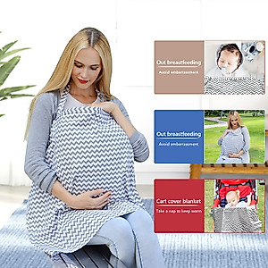 Nursing Cover, Breastfeeding Cover with Matching Pouch, Baby Car Seat Cover, Car Seat Canopy, Soft Breastfeeding Cotton for Baby with No See Through Cotton for Mother Nursing Apron for Breastfeeding