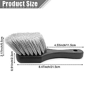 Car Brush for Wheel & Tire, Soft Bristle Car Wash Brush, Short Handle Tire Brush, Cleans Tires, Carpet Brush for Car, Truck (black)