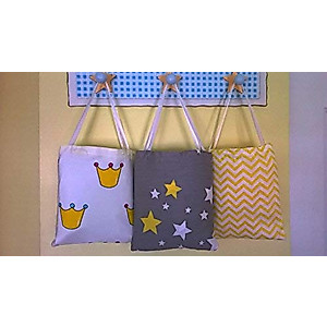 Pull-Proof Toddler Fitted Crib Sheet with Ties, Gray with Yellow Stars