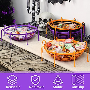TURNMEON 6 Pcs 12.2 Inch Large Size Halloween Candy Bowls, Spider Web Bowls Halloween Decorations Black Orange Purple Halloween Bowls Trick Or Treat Halloween Candy Dish Party Table Desk Home Decor