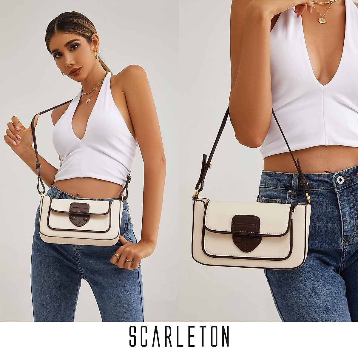 Scarleton Crossbody Bags for Women, Purses for Women, Lightweight Women’s Shoulder Bag, Crossbody Purse with 2 Straps, H210302 - White/Coffee