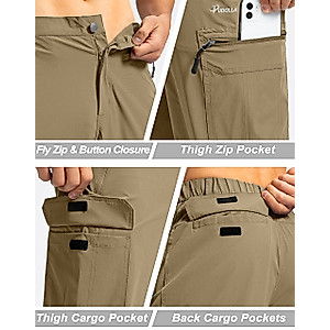 Pudolla Men's Hiking Cargo Pants Lightweight Outdoor Travel Pants for Men with Multi-Pockets for Fishing Camping Work(Sage Medium)