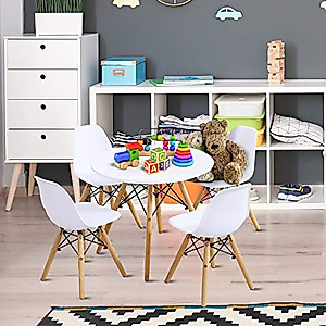 HAPPYGRILL 5-Pieces Kids Table Chairs Set Modern Style Toddler Children Dining Gaming Table Set