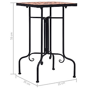 Plant Table with Curved Legs, Mosaic Square Side Table, End Table, Coffee Table for Balcony and Deck, Ceramic Tile, 13.8" x 13.8" x 22"